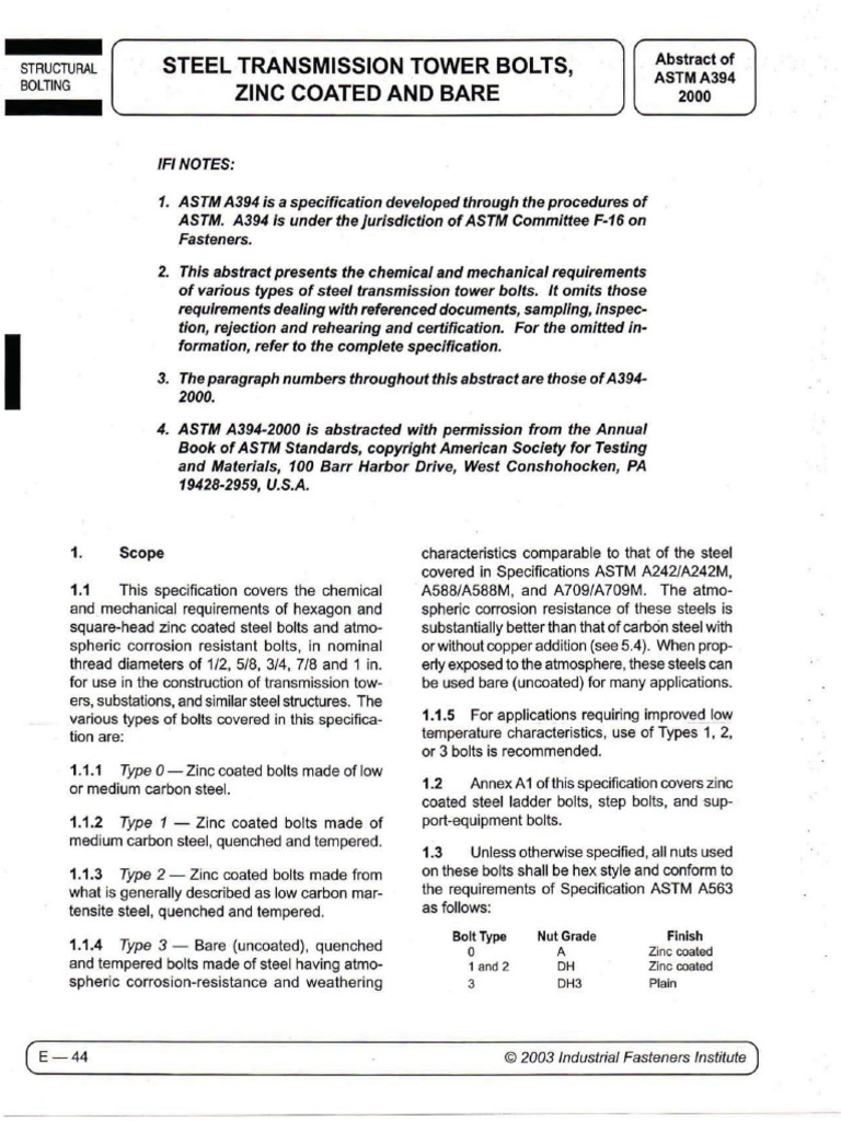 Abstract of ASTM A394 2000 | PDF | Screw | Building Materials