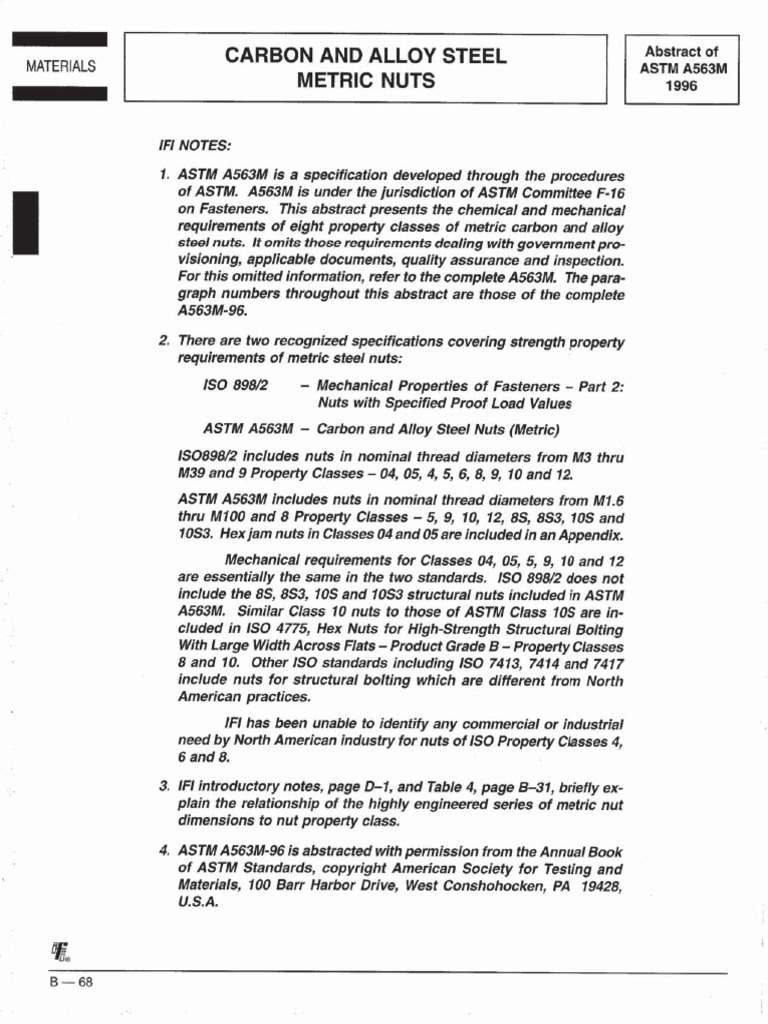 Abstract of ASTM A563M 1996 | PDF | Screw | Steel