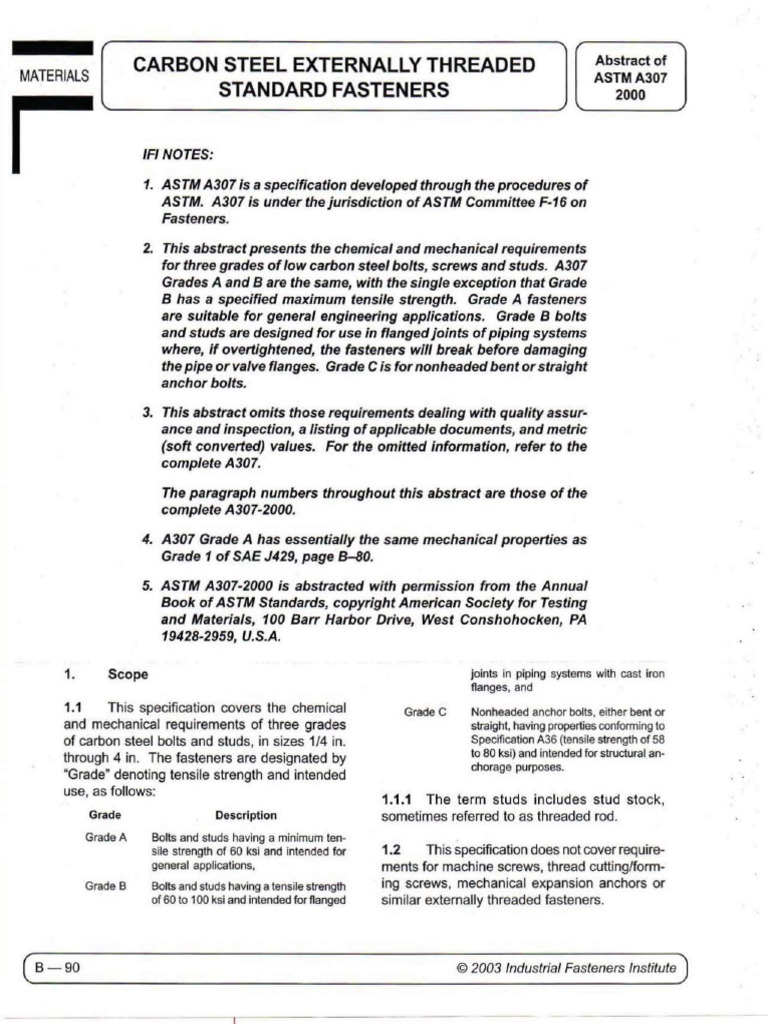 Abstract of ASTM A307 2000 | Download Free PDF | Screw | Building ...