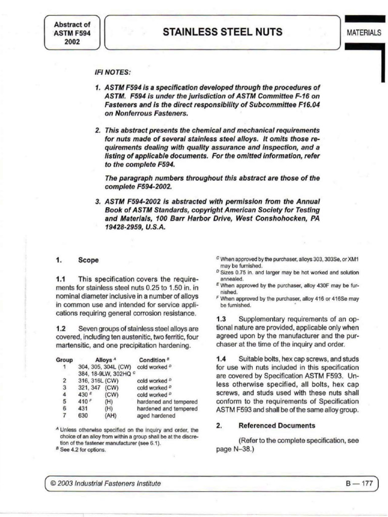 Abstract of ASTM F594 2002 | PDF | Stainless Steel | Screw
