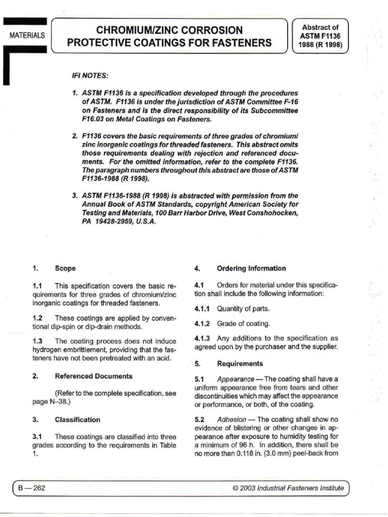Abstract of ASTM F1136 1998 | PDF | Screw | Corrosion