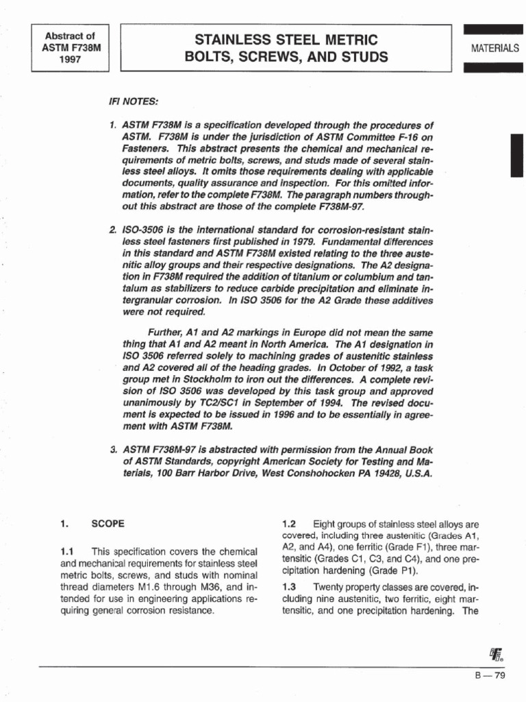 Abstract of ASTM F738M 1997 | PDF | Screw | Stainless Steel