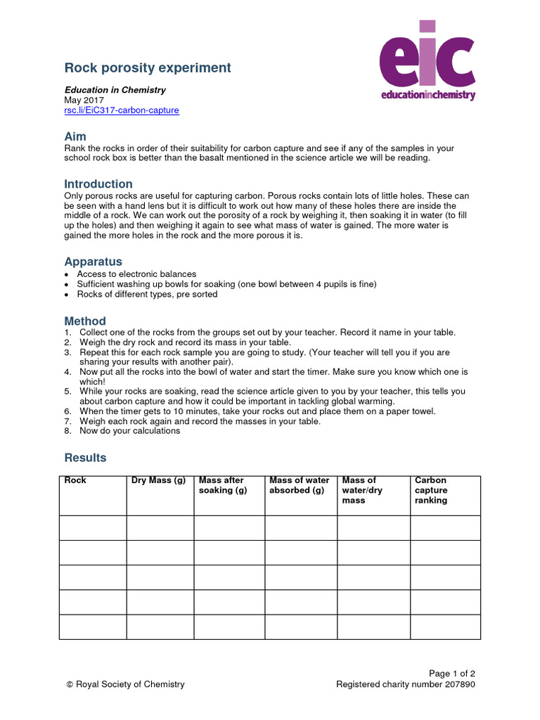 Rock Porosity for Carbon Capture Experiment | PDF | Porosity | Water