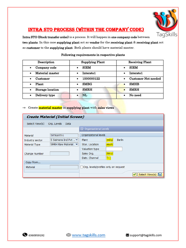 INTRA STO Process (Within Company Code) in SAP MM | Download Free PDF ...