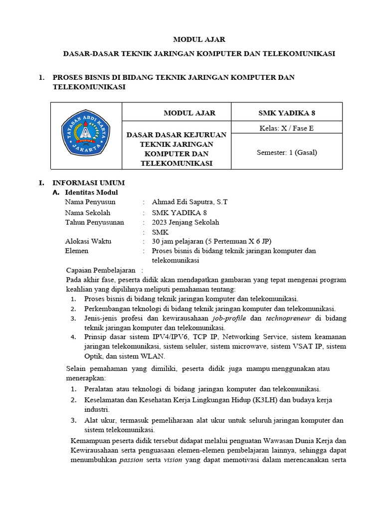 Modul Bisnis TJKT Dan K3LH | PDF