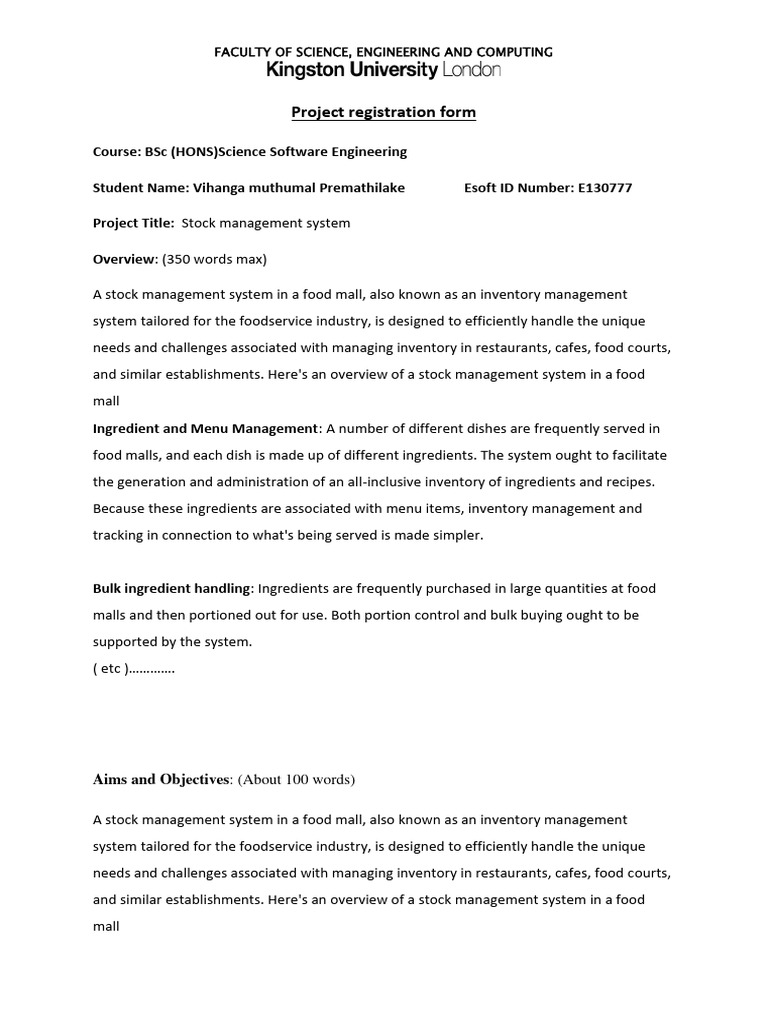 KU Topup - Project Registration Form | PDF | Business | Computers