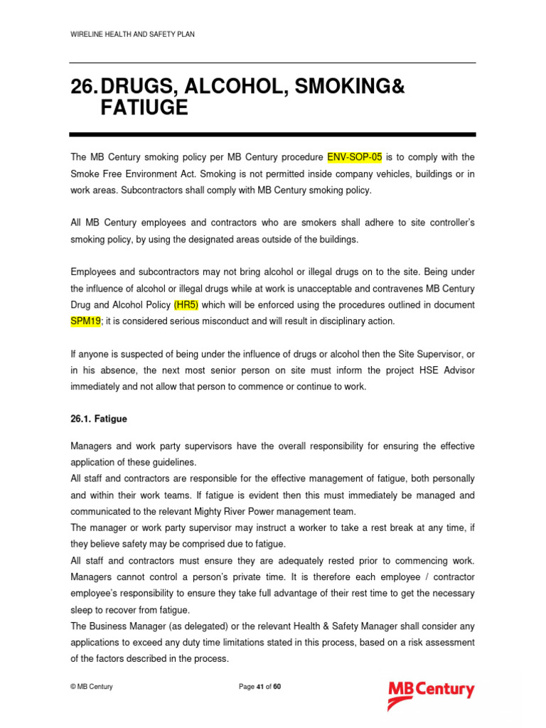 HSE Plan Drug Alcohol and Smoking PGPC 2 | PDF | Occupational Safety ...
