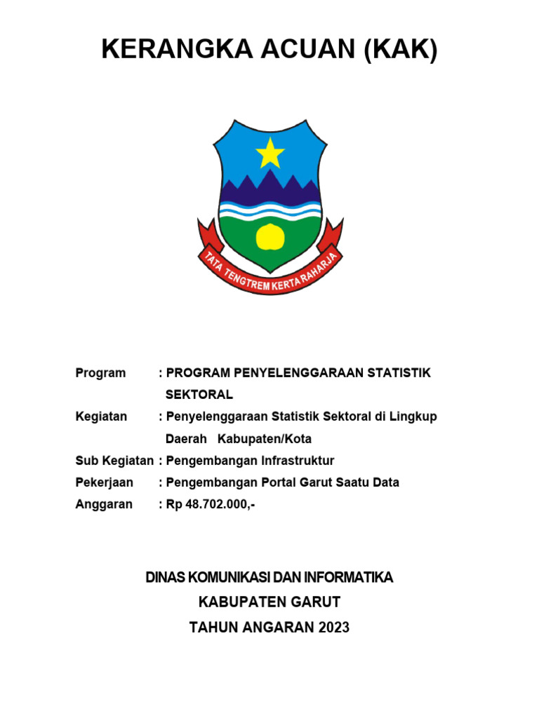 Kerangka Acuan Kerja - Pengembangan Garut Satu Data | PDF | Komputer