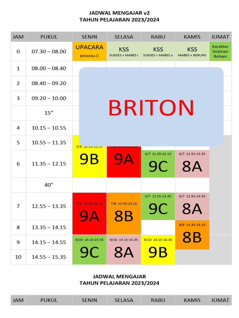 Bing - Jadwal Mengajar Bing 2023 v2 | PDF