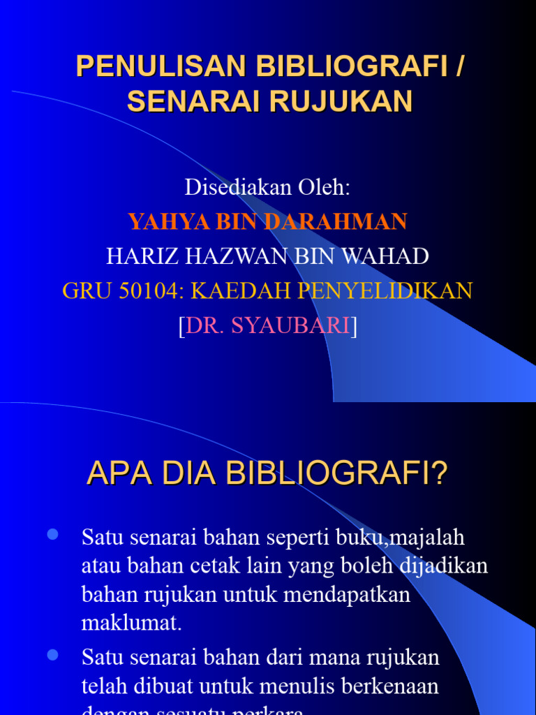 Rujukan - Penulisan Bibliografi Mengikut Format Apa | PDF | Seni ...
