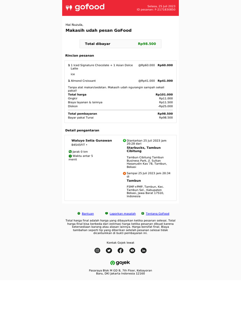 Receipt Gofood | PDF