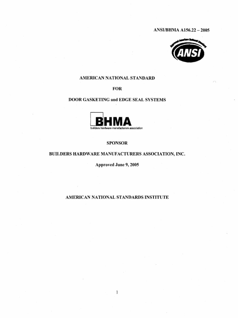 BHMA A156.22 - Door Gasketing and Edge Seal Sys | PDF | Door | Screw