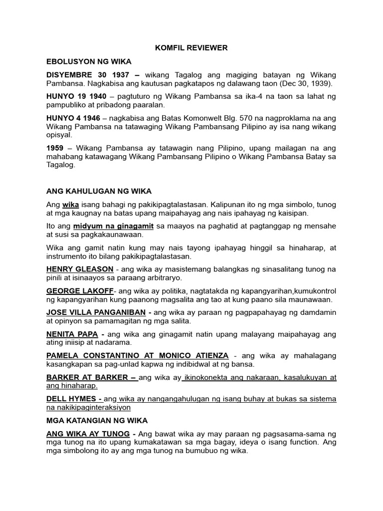 Komfil Reviewer | PDF