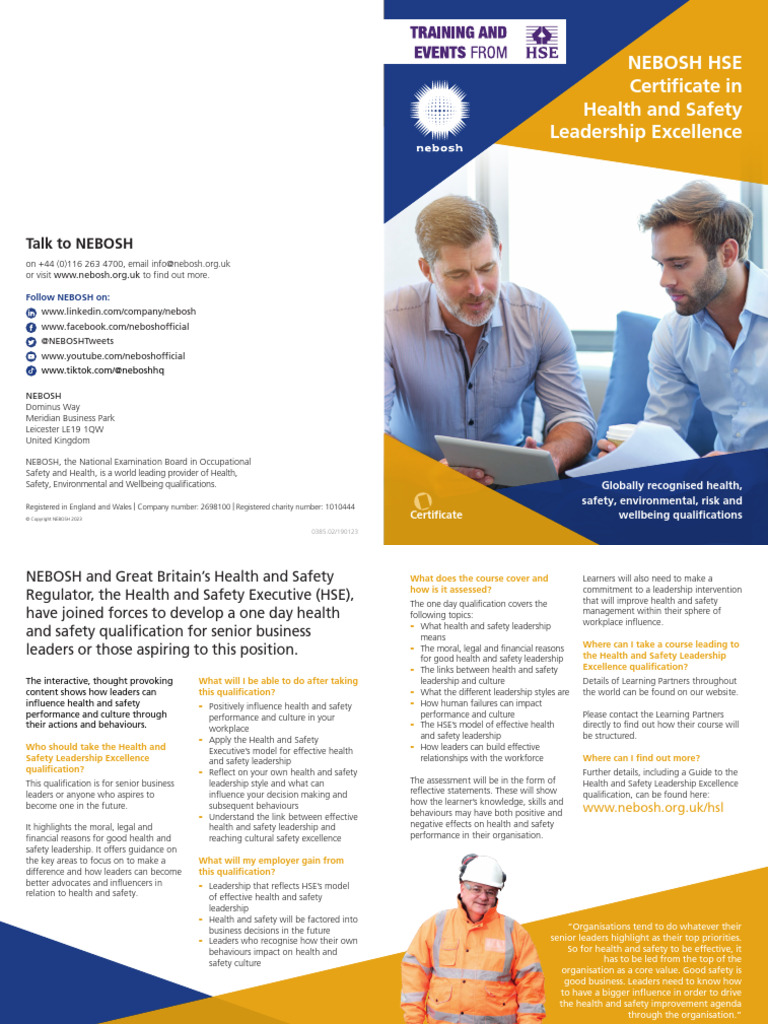 0385.02 New H S Leadership Excellence Leaflet v1 | PDF | Occupational ...