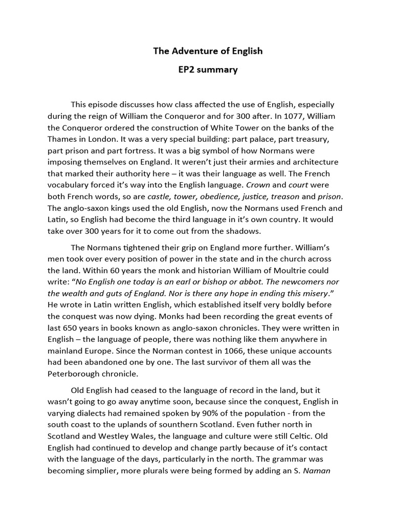 The Adventure of English EP2 | PDF | English Language | Chivalry