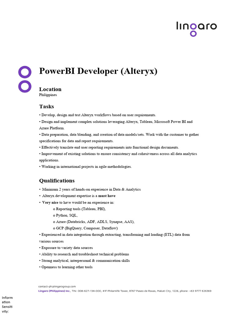 PowerBI Developer (Alteryx) | Download Free PDF | Data | Computing PowerBI Developer (Alteryx) | Download Free PDF | Data | Computing