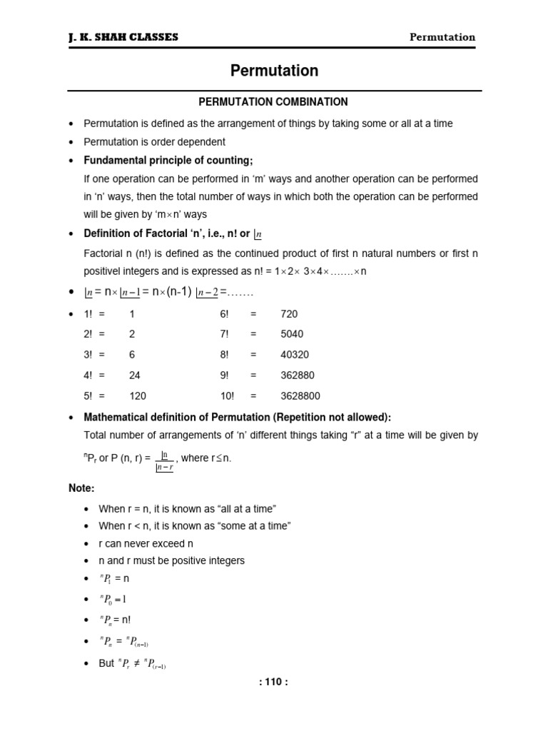 Permutation | PDF | Permutation | Algebra Permutation | PDF | Permutation | Algebra