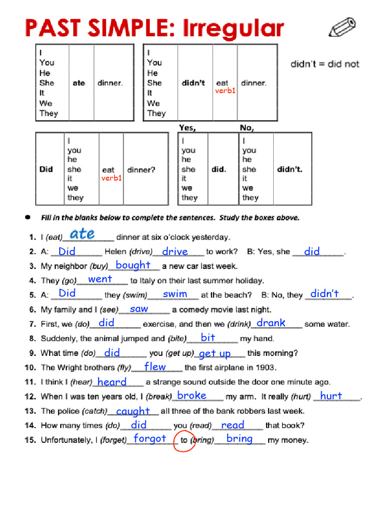 Simple Past Irregular Verbs | PDF