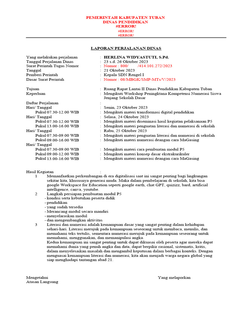 Lampiran SPPD Laporan1 | PDF | Karier & Perkembangan