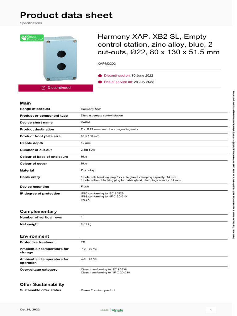 Harmony Xap - Xb2 SL - Xapm2202 | PDF | Electrical Connector | Chemistry