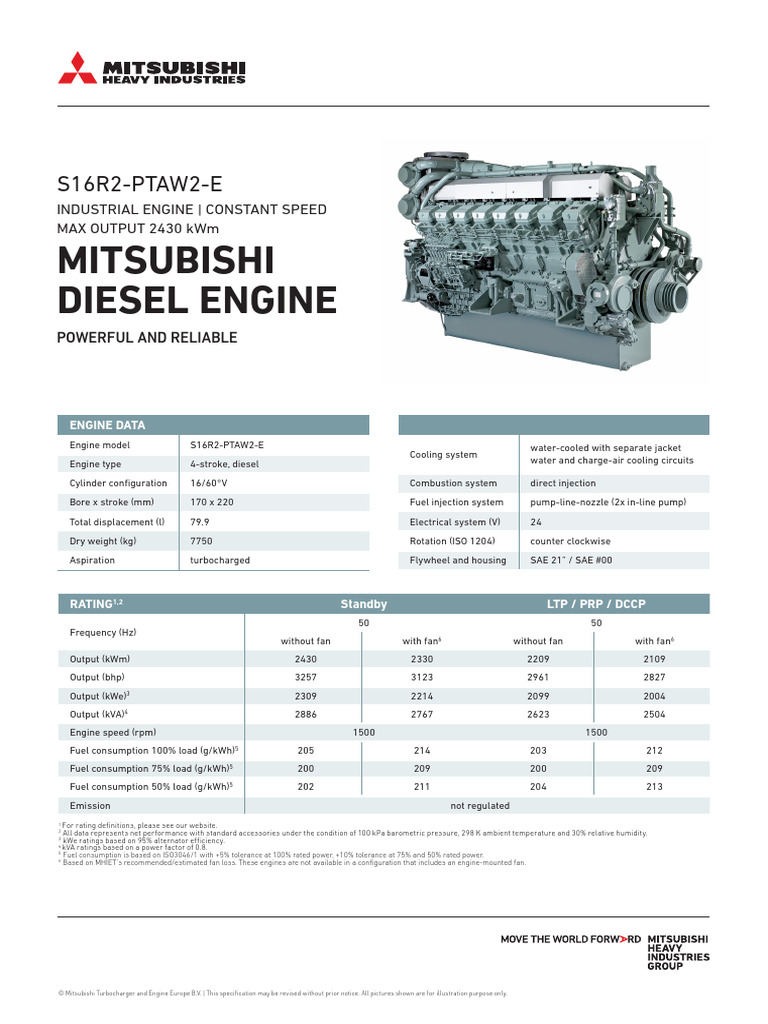Mitsubishi Diesel Engine - S16R2-PTAW2-E | PDF | Diesel Engine | Engines