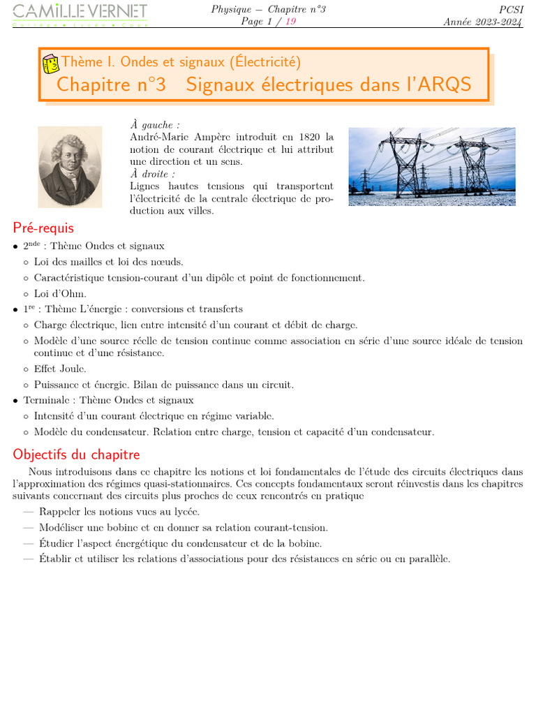 Signaux électriques dans l'ARQS | PDF | Tension électrique | Résistance ...