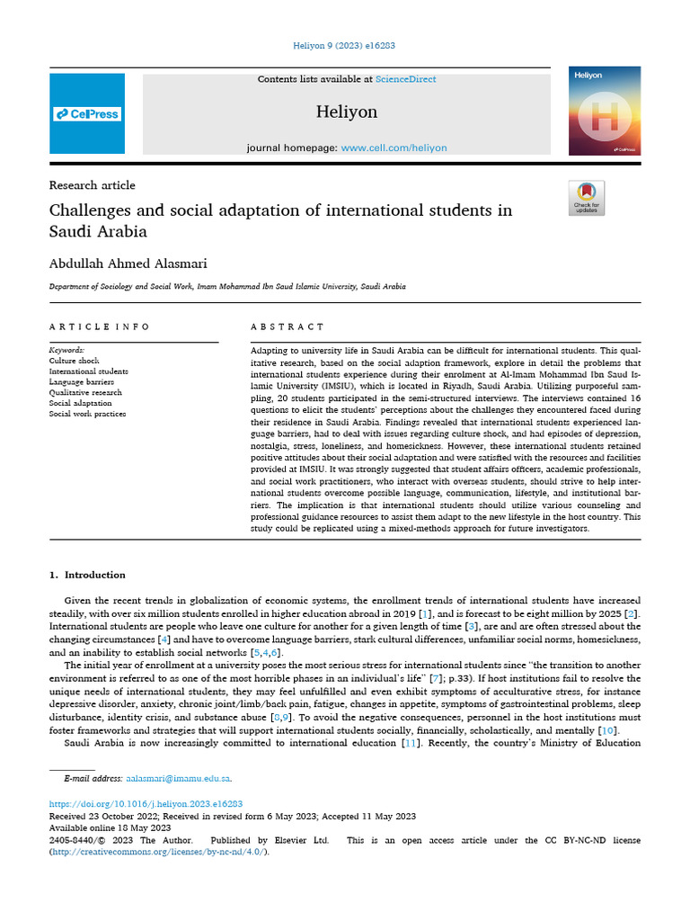Challenges and Social Adaptation of International Students in | PDF ...