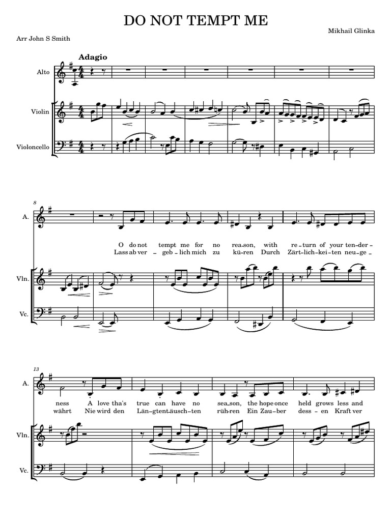 Do Not Tempt Me Needlessly Mikhail Glinka | PDF