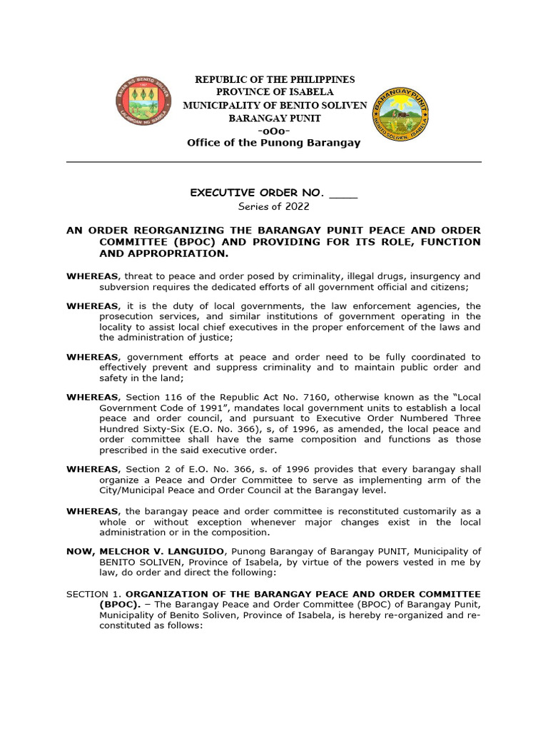 3.2.1 Executive Order Organizing BPOC | PDF | Executive Order | Common Law