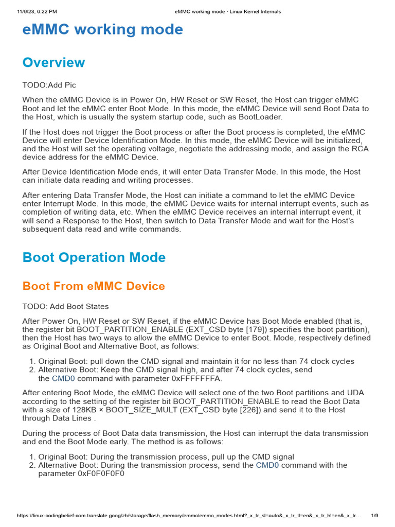 EMMC Working Mode Linux Kernel Internals by SSM | PDF | Booting | Computer Data Storage