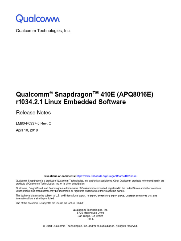 Lm80-p0337-5 C Snapdragon 410e Apq8016e r1034.2.1 Linux Embedded Software Revc by SSM | PDF ...