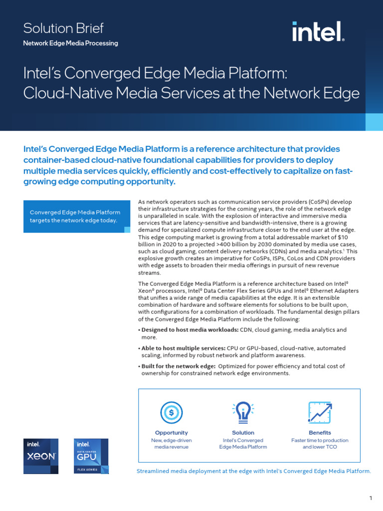 Intel Converged Edge Media Platform Cloud Native Media Services at The Network Edge 16774 | PDF ...
