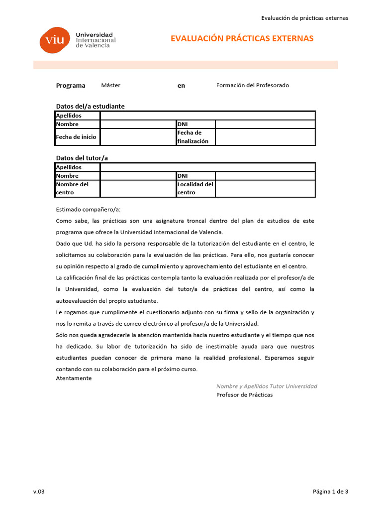 Evaluacion practicas tutor_v03 | PDF | Enseñando | Evaluación