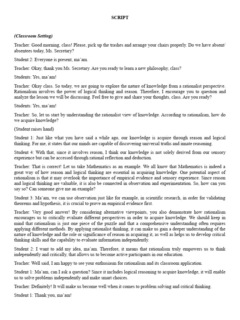 Rationalism Script | PDF | Rationalism | Reason