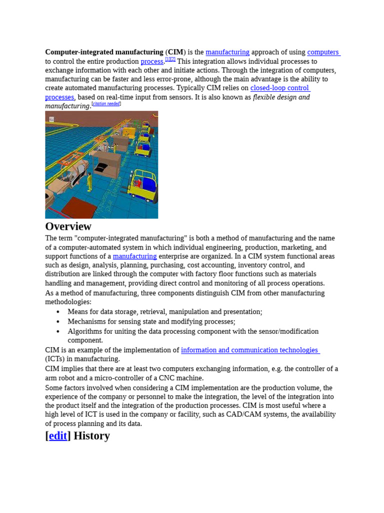 Computer-Integrated Manufacturing (CIM) - 305801 | PDF | Computer Aided Design | Automation