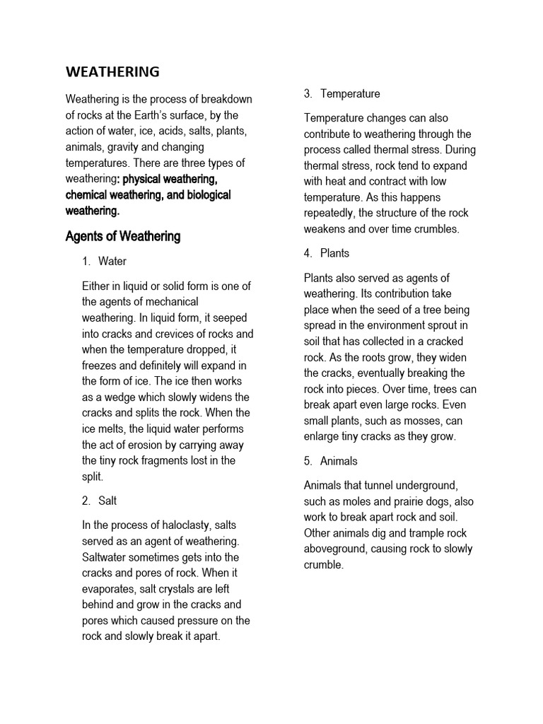 WEATHERING | PDF | Weathering | Geology