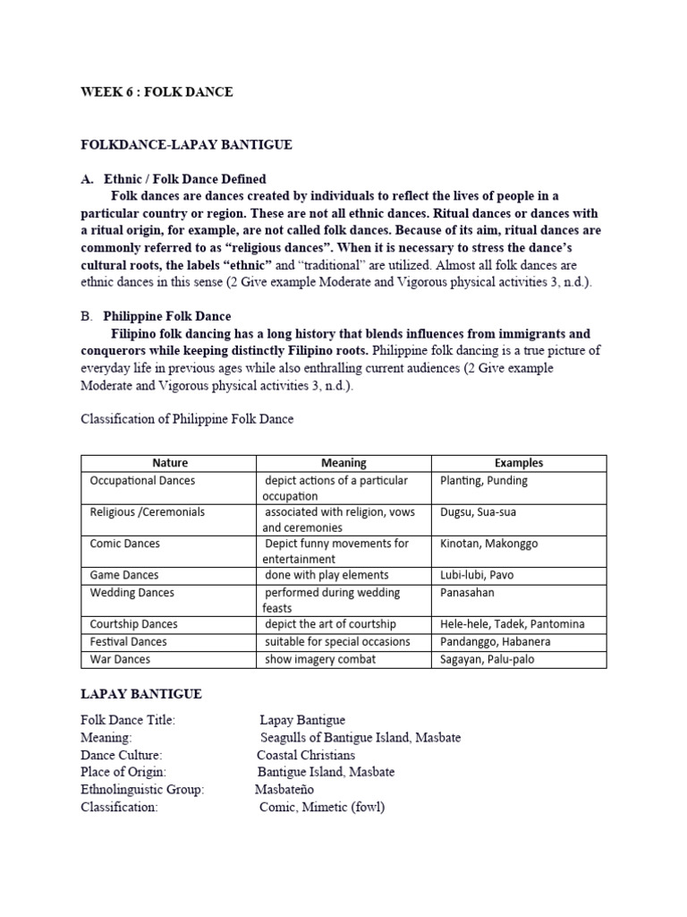 Week 6: Folk Dance: Meaning Examples | PDF | Hip Hop Music | Cheerleading