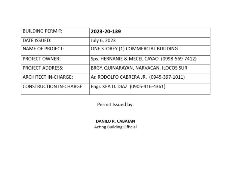 Building Permit | PDF