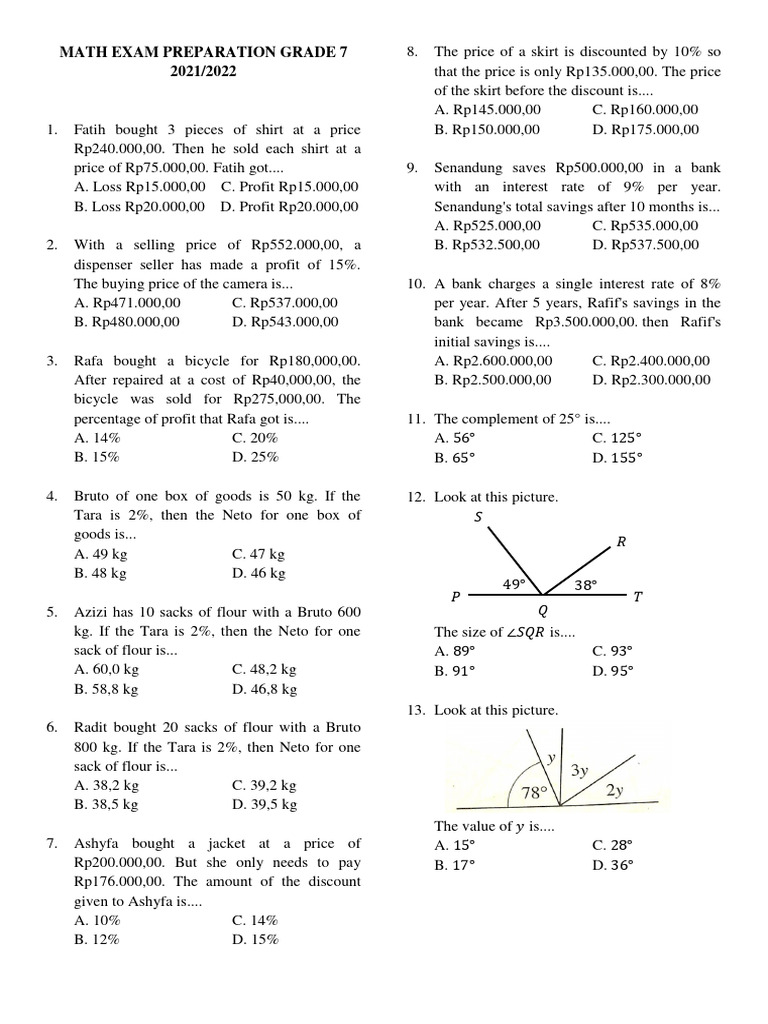 Math Exam Preparation | PDF | Area | Geometry