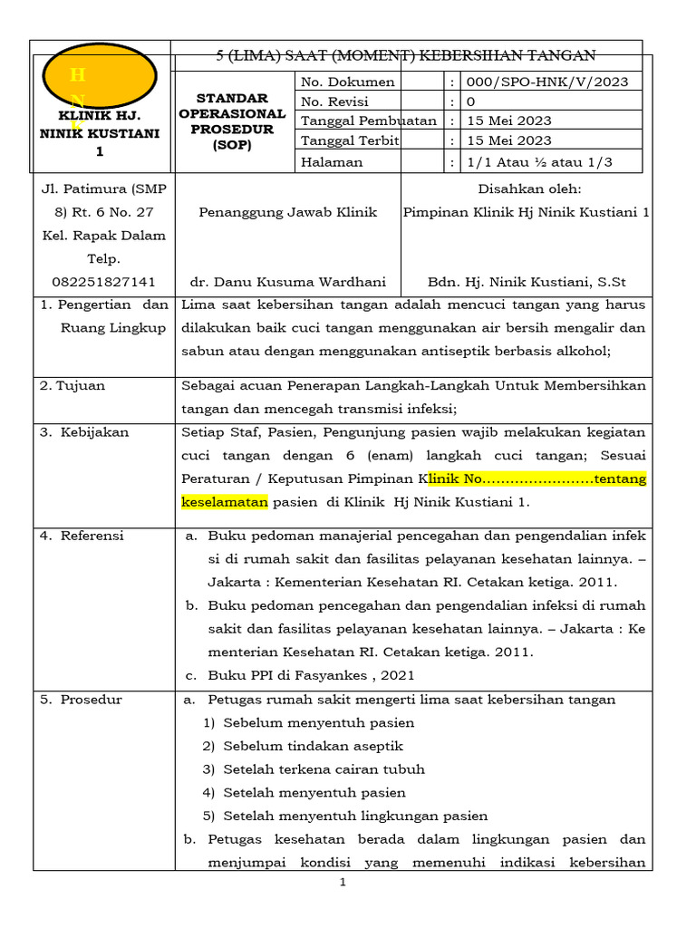 Spo 5 Saat Moment Kebersihan Tangan | PDF