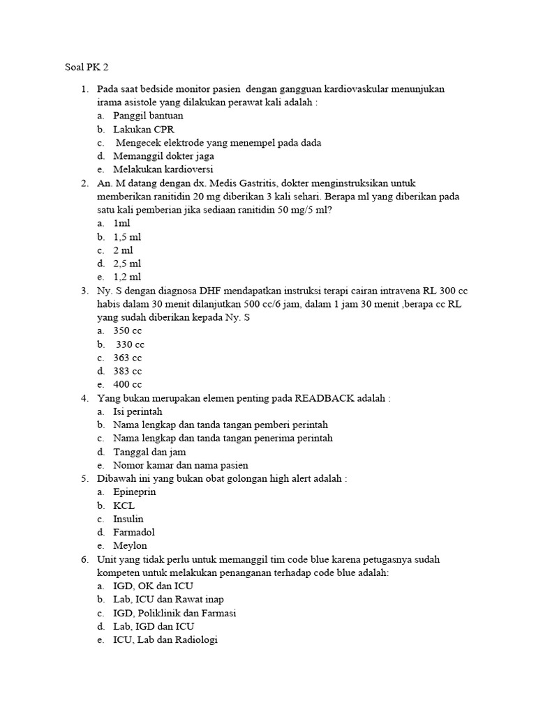 SOAL KREDENSIAL Perawat PK 2 | PDF