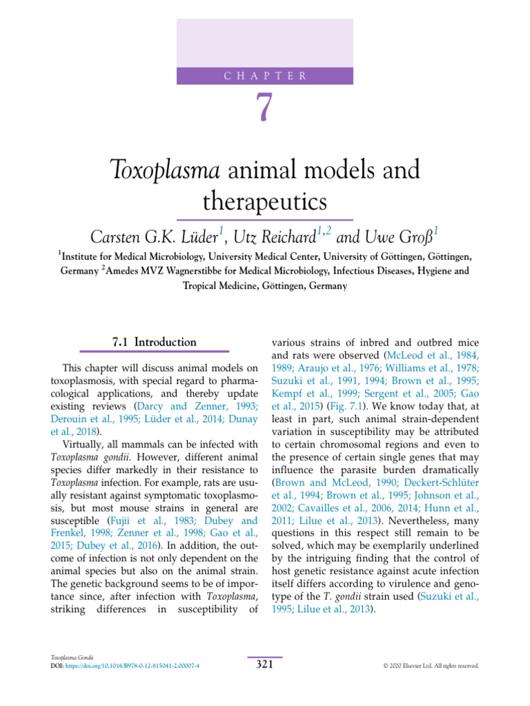 BAB VII - Toxoplasma Animal Models and Therapeutics | PDF | Medical ...