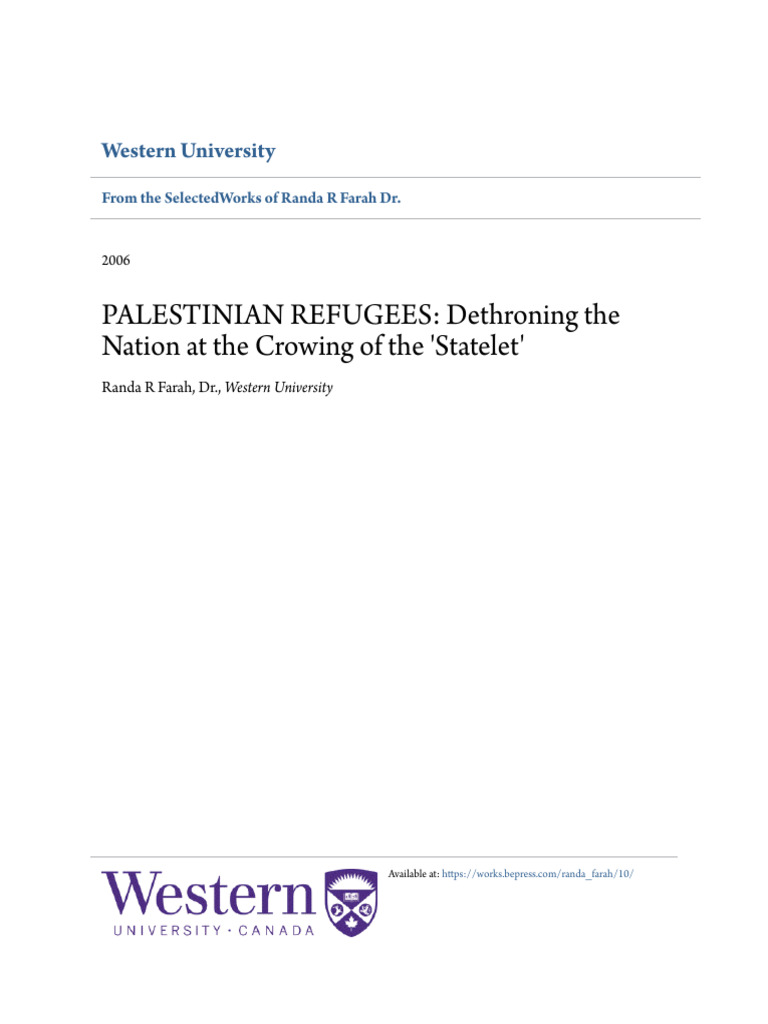 PALESTINIAN REFUGEES Dethroning The Nati | PDF | Palestine Liberation ...