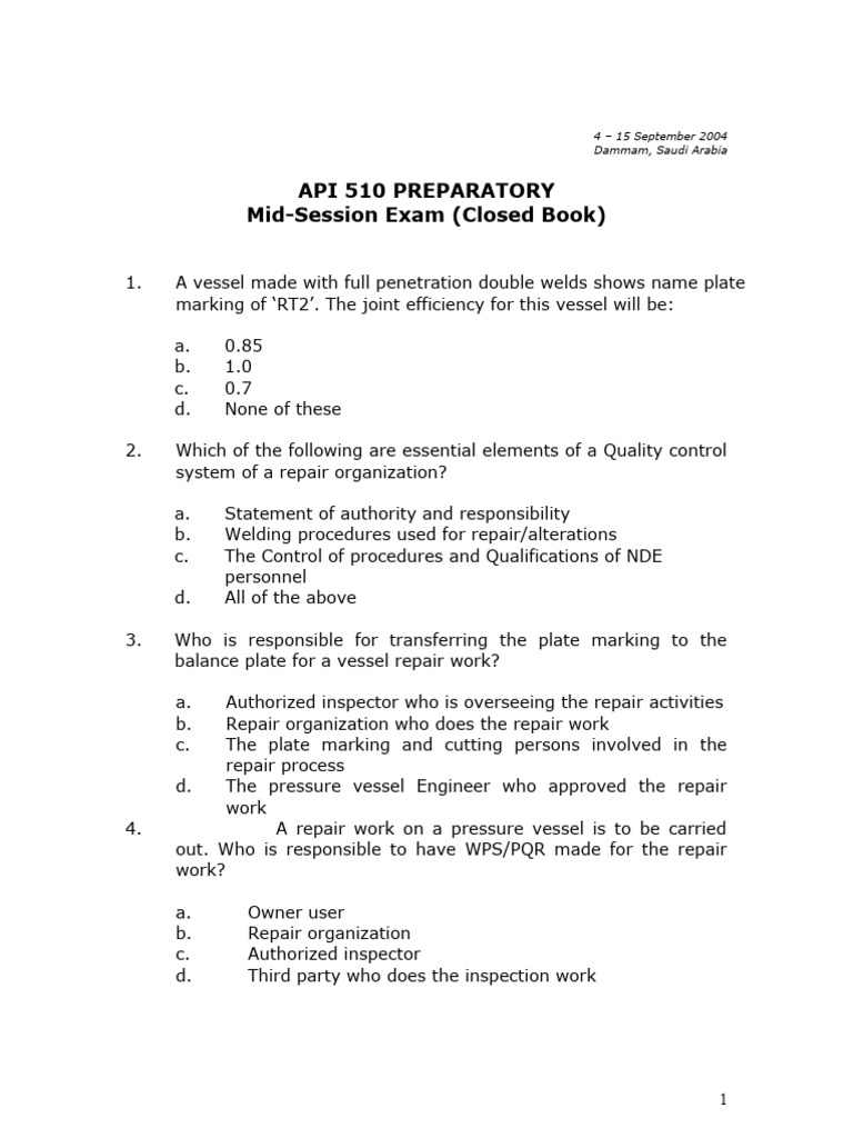 Api 510 Close Book (Sec Viii & 510) - 17 | Download Free PDF ...