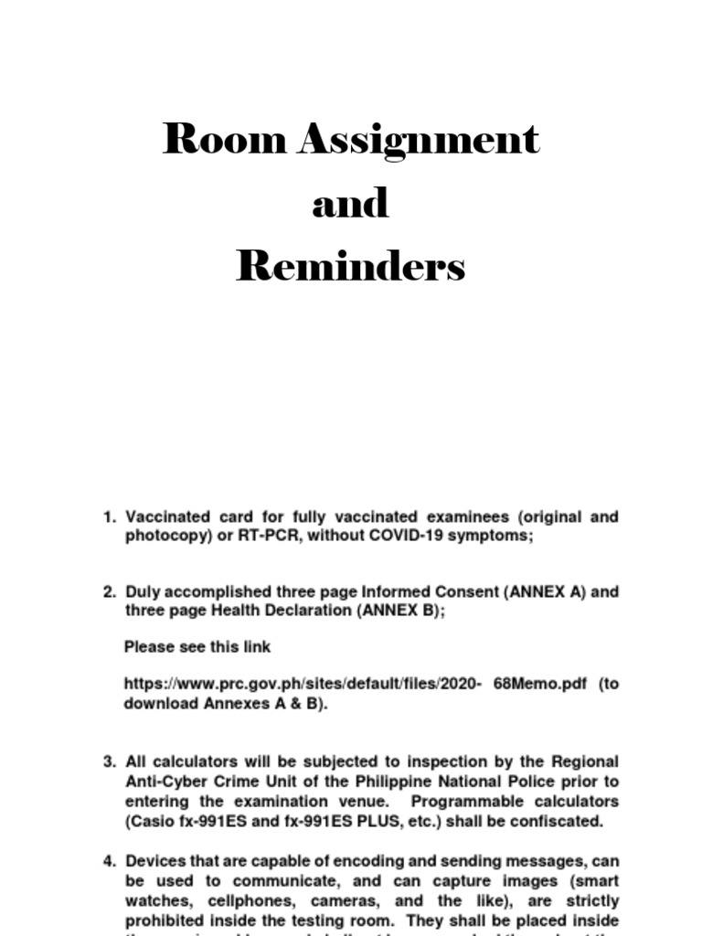 Room Assignment Civil Engineer Pampanga Apr2023 | PDF