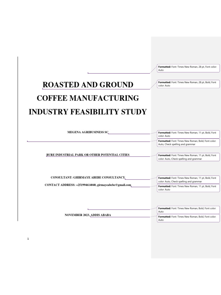 Roasted and Ground Coffee Manufacturing Industry Feasibility Study ...