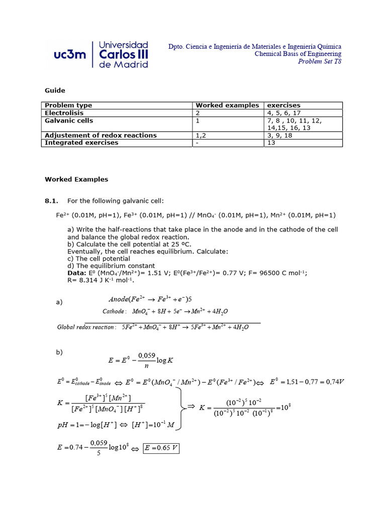Exercises-Topic 8 | PDF | Redox | Chlorine