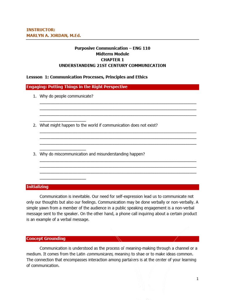 Purposive Communication Midterm | PDF | Communication | Mass Media