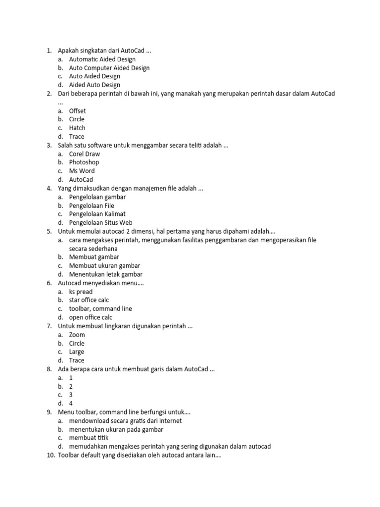 10 Soal Pas Ganjil Cad Xi 2223 | PDF | Teknologi & Rekayasa