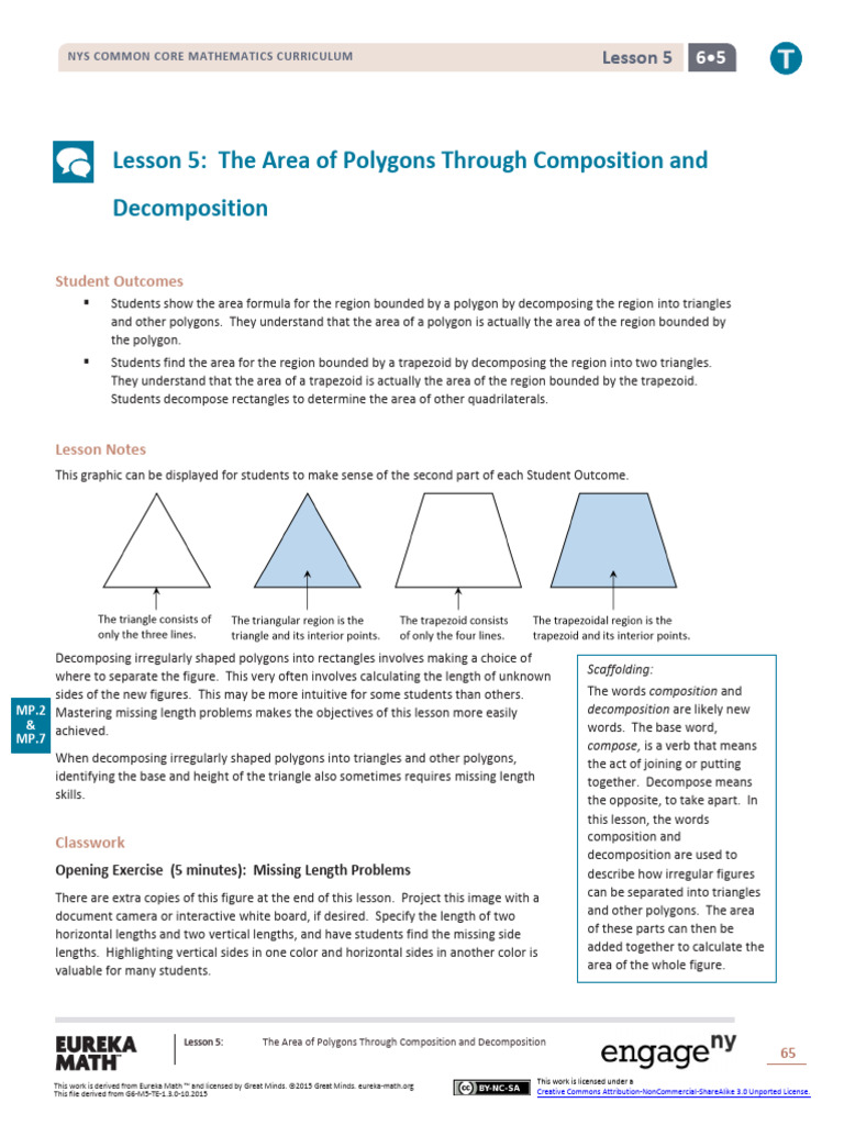 Math g6 m5 Topic A Lesson 5 Teacher | PDF | Area | Triangle